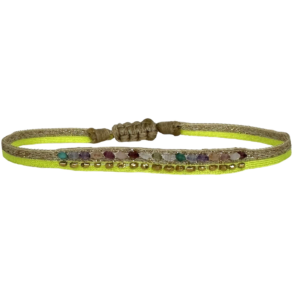 Handmade Harmony Bracelet Featuring Gemstones and Gold Details in Neon – shop.lejudesigns.com